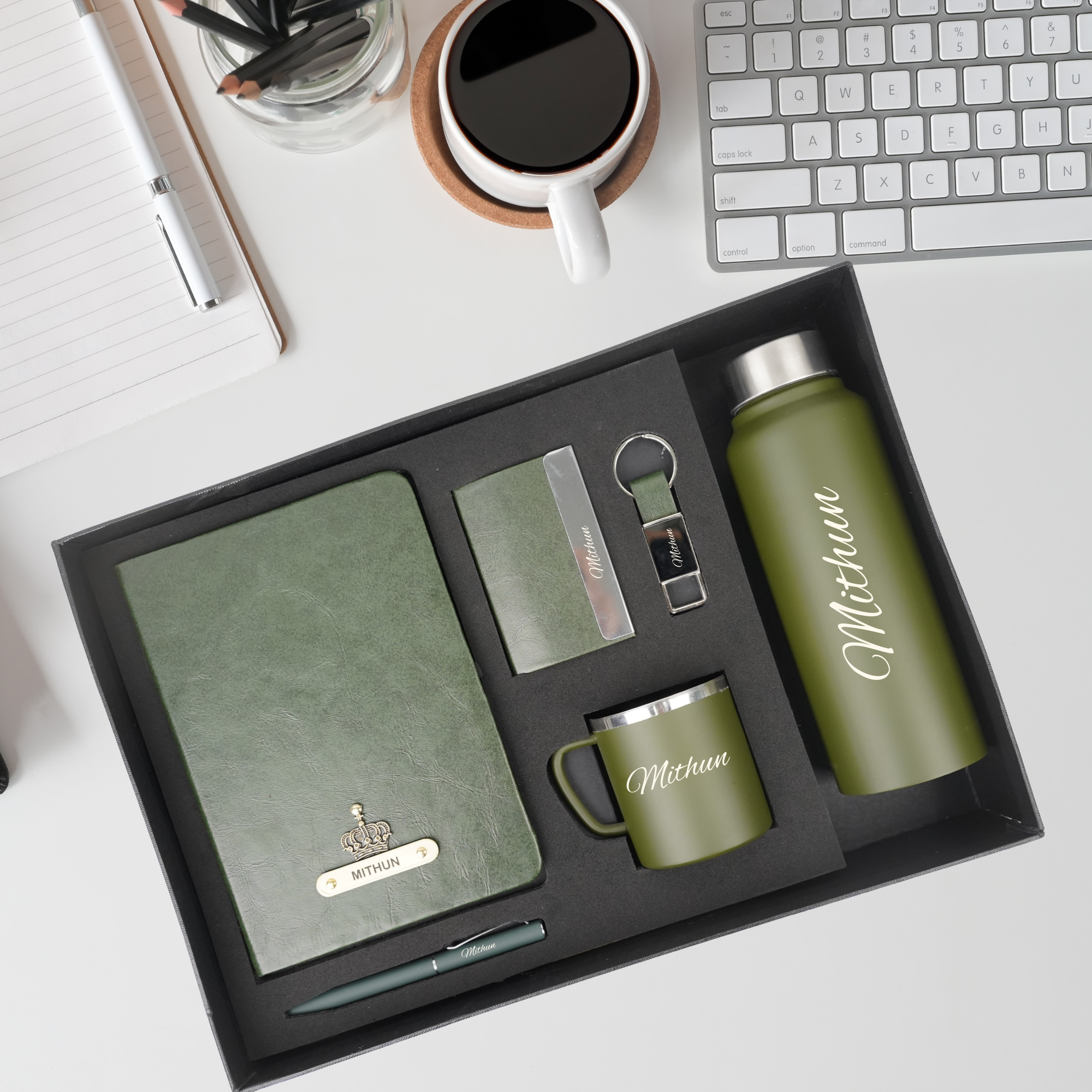 Customised Classy Hardcover Diary Corporate Combo - Green| Your Gift Studio