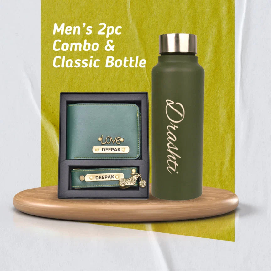 Personalized Men's 3 Pcs Combo with Classic Bottle - Green | Your Gift ...