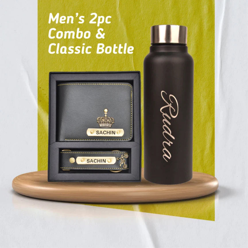 Personalized Men's 3 Pcs Combo with Classic Bottle - Black | Your Gift ...
